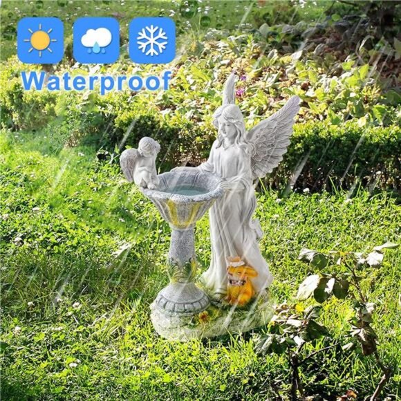 Accents | Solar Garden Statuesangel Outdoor Statues With Color Changing ...